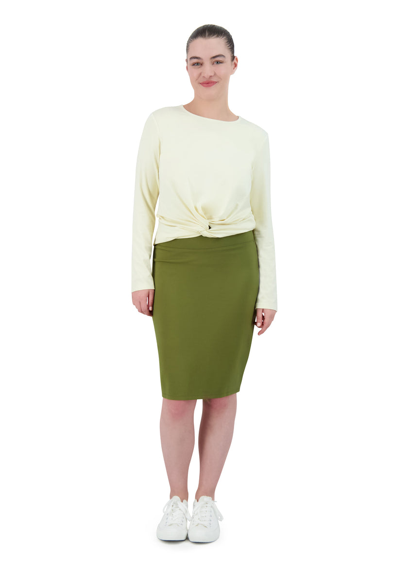 ponte pencil skirt knee length stretch fabric size inclusive comfortable – Snoga Athletics